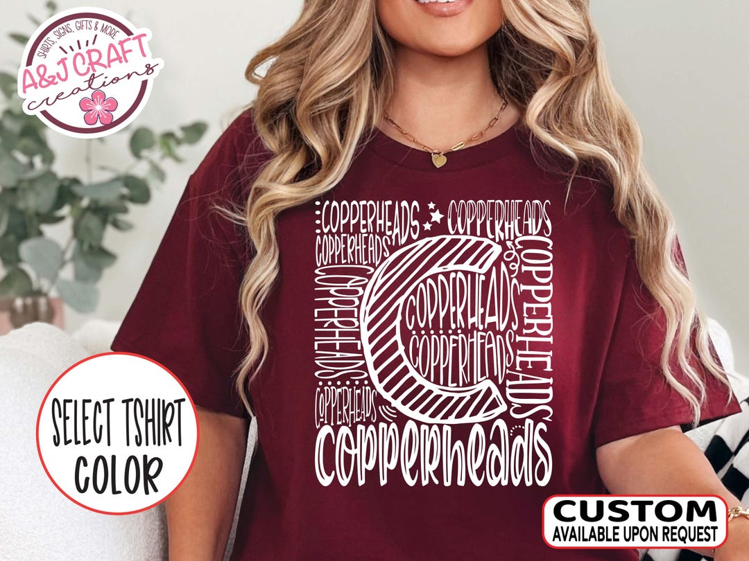 Copperheads Team Mascot Spirit Typography Shirt - School Mascot Pride ...