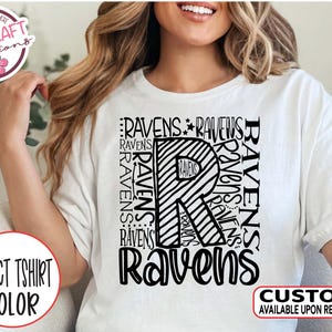 Ravens Team Mascot Spirit Typography Shirt - School Mascot Pride Tshirt ...