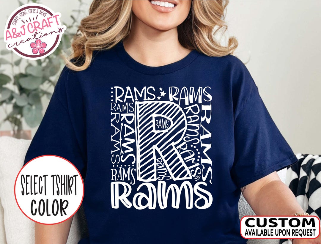 Rams Team Mascot Spirit Typography Shirt - School Mascot Pride Tshirt ...