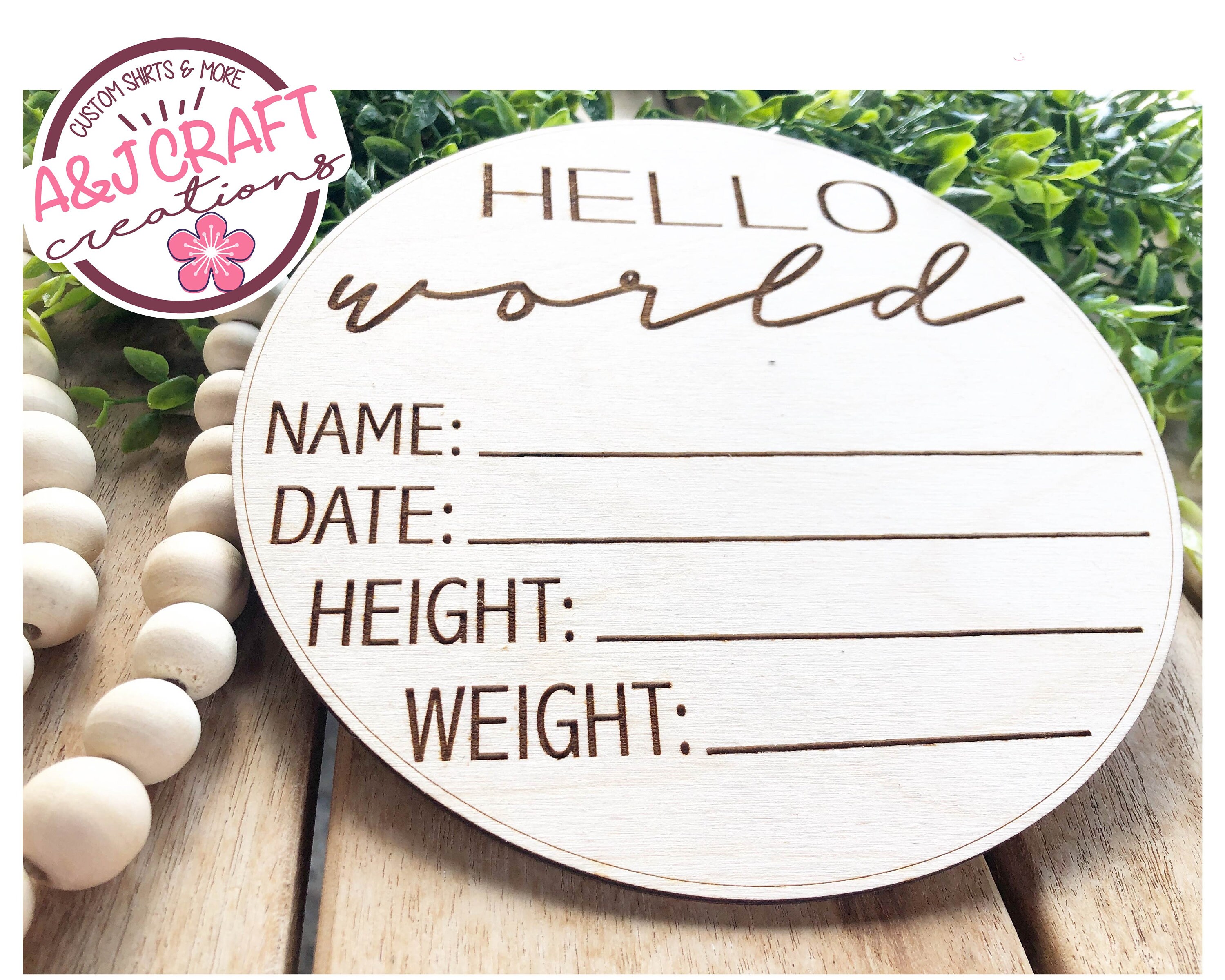 Hello World Baby Announcement Sign Baby Birth Stats Sign | Etsy
