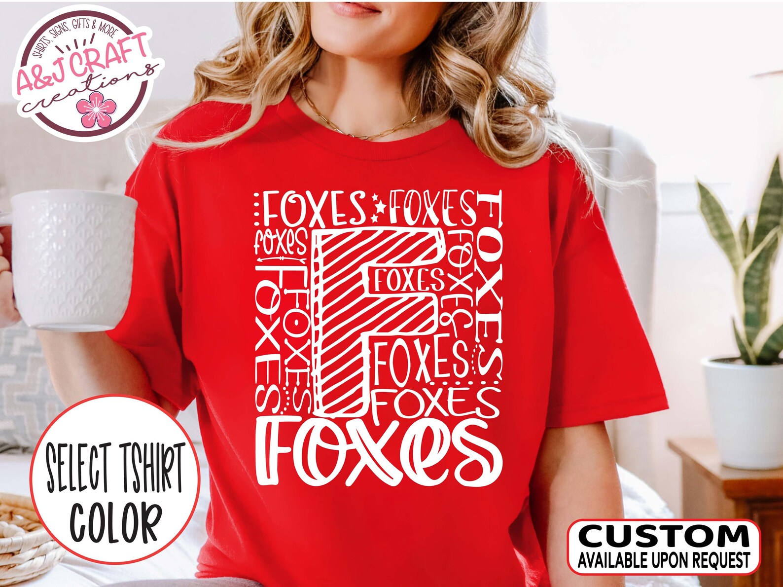 Foxes Team Mascot Typography T-shirt – School Spirit Wear, Cheer ...