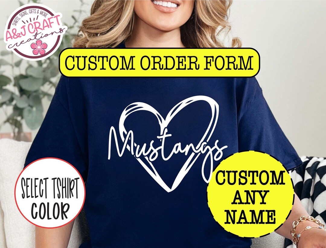 CUSTOM Team Mascot Spirit Heart Typography Shirt - School Pride Tshirt ...