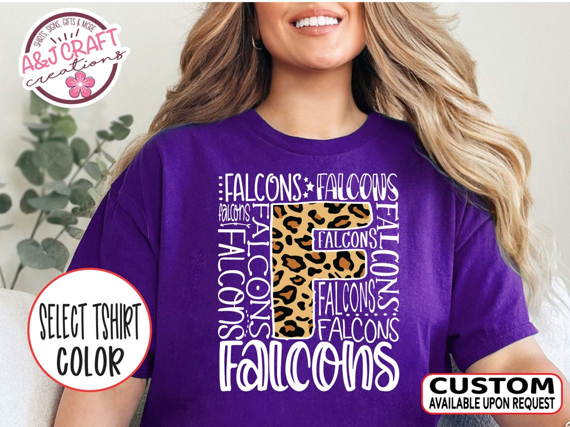 Falcons Team Mascot Spirit Typography Shirt - School Mascot Pride ...