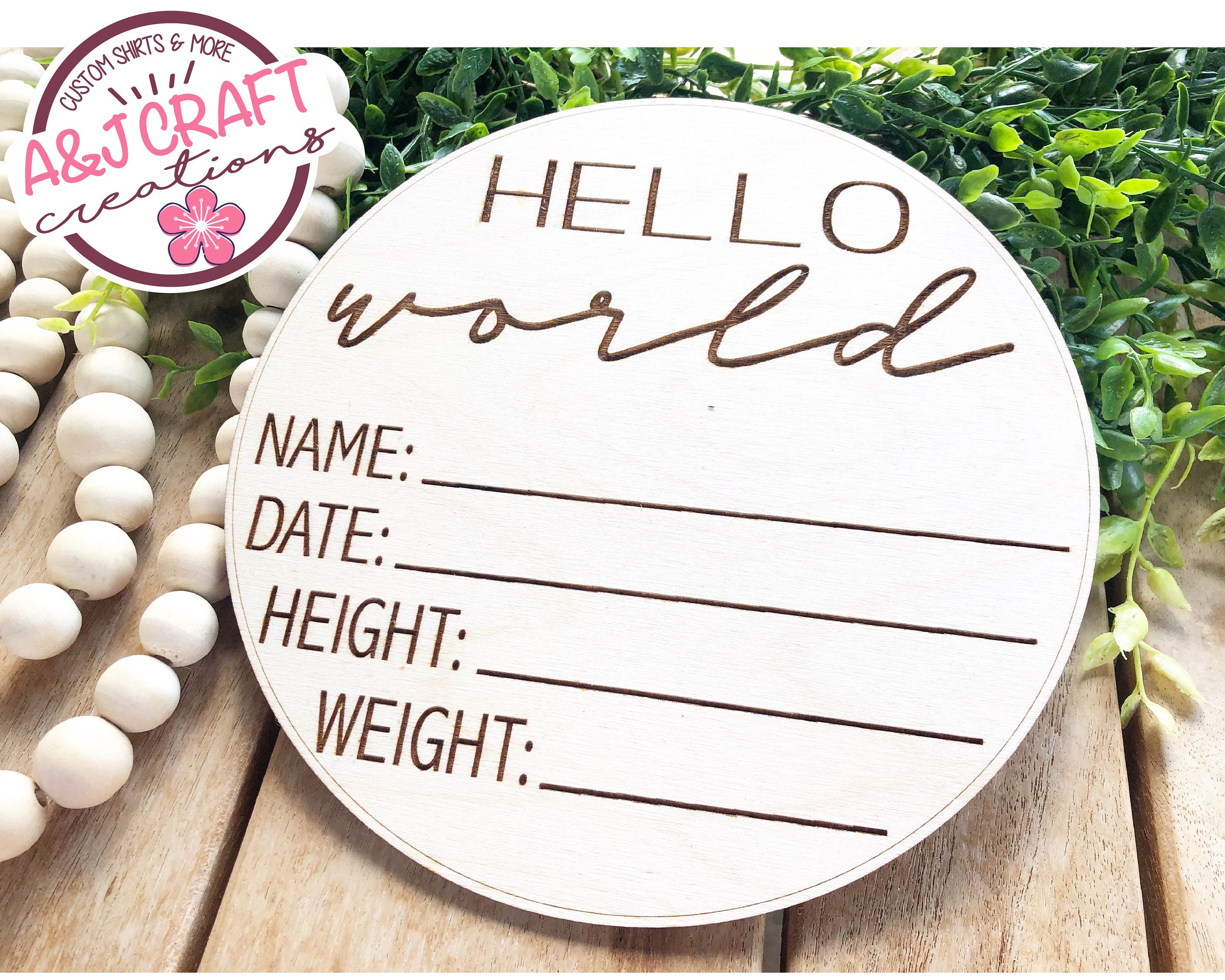 Hello World Baby Announcement Sign Baby Birth Stats Sign | Etsy