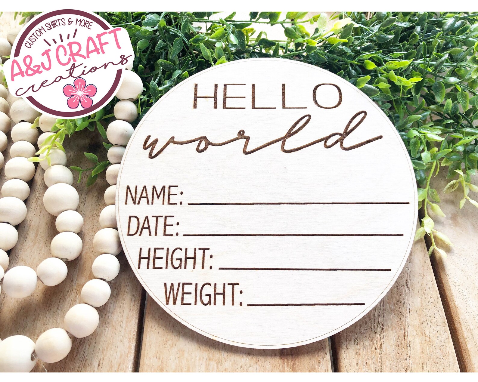 Hello World Baby Announcement Sign Baby Birth Stats Sign - Etsy