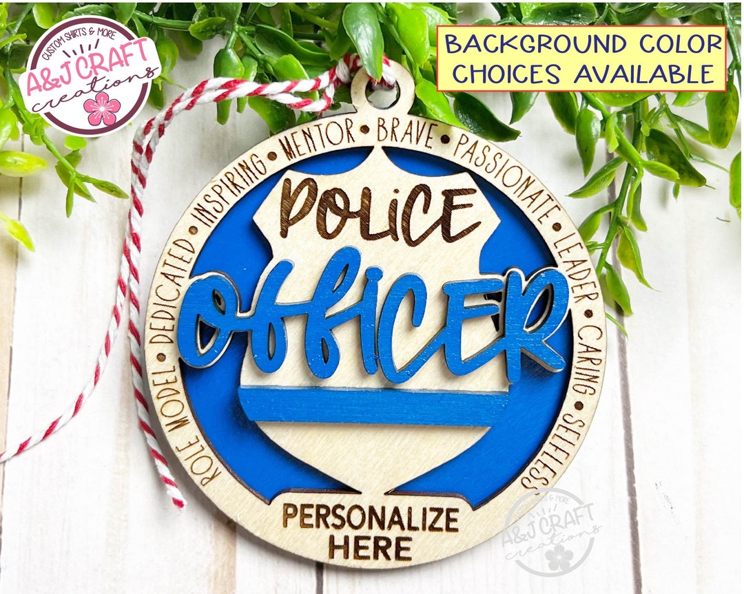 Police Officer Ornament Personalized, First Responder Ornament, Back ...