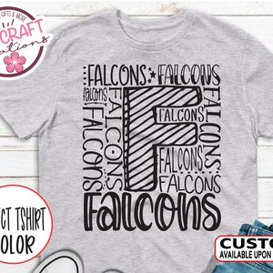 Falcons Team Mascot Spirit Typography Shirt - School Mascot Pride ...