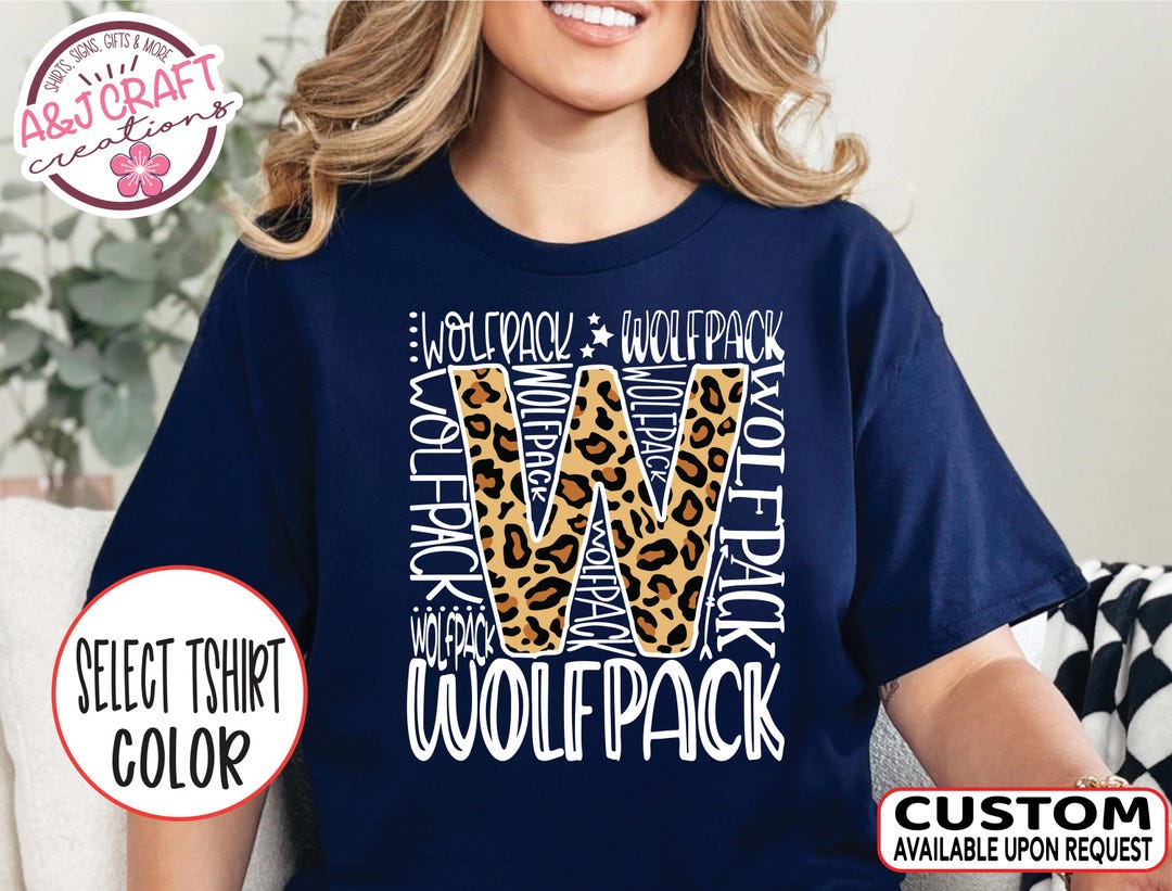 Wolfpack Team Mascot Leopard Print T-shirt – School Spirit Tee, Cheer ...