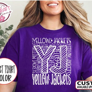 Yellow Jackets Team Mascot Spirit Typography Shirt - School Mascot ...