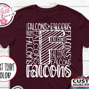 Falcons Team Mascot Spirit Typography Shirt - School Mascot Pride ...
