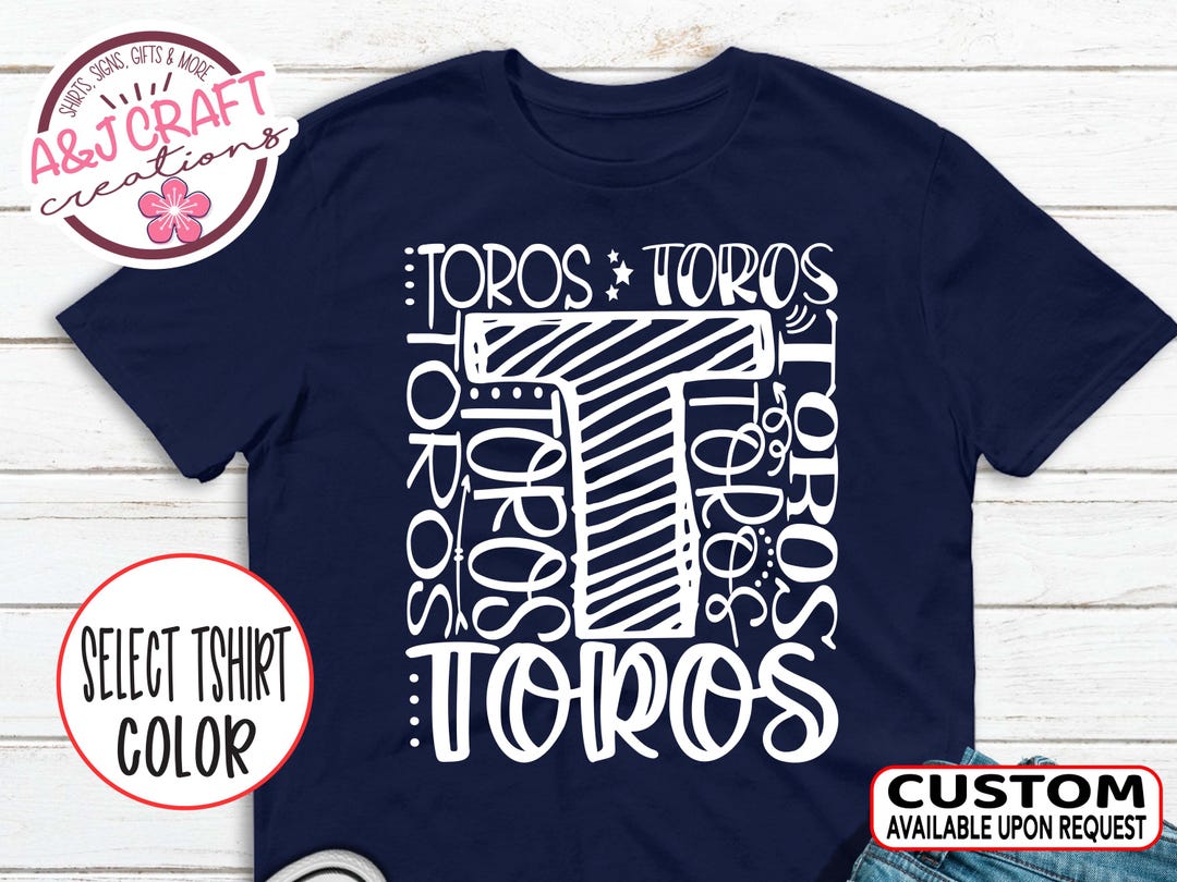 Toros Team Mascot Spirit Typography Shirt - School Mascot Pride Tshirt ...