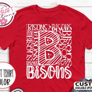Bisons Mascot Spirit Wear Typography Shirt Perfect for Teachers ...