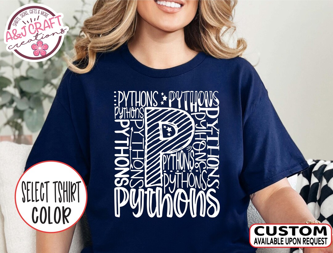 Pythons Team Mascot Spirit Typography Shirt - School Mascot Pride ...