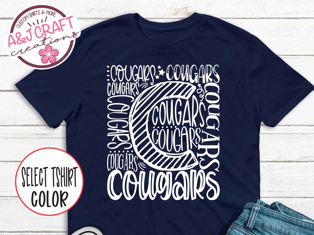 Cougars Team Mascot Spirit Typography Shirt - School Mascot Pride ...