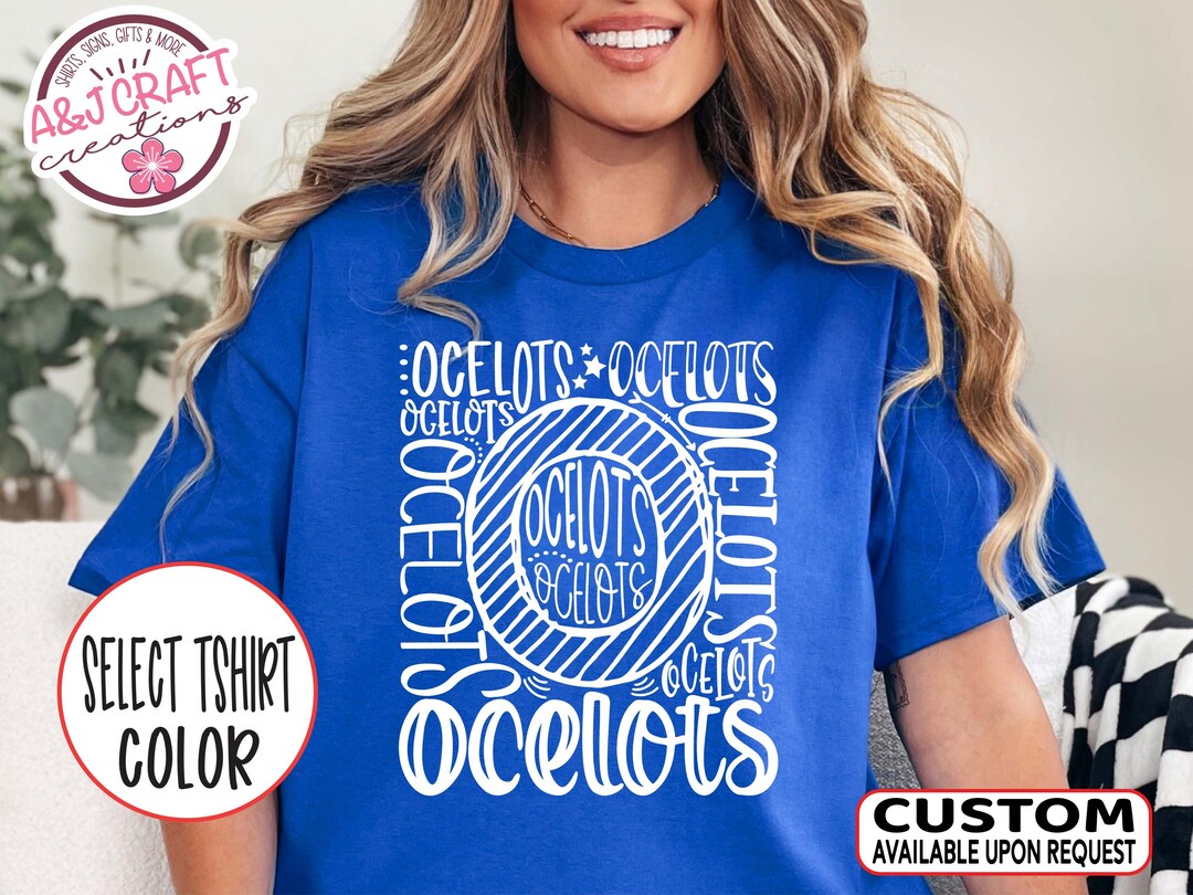 Ocelots Team Mascot Spirit Typography Shirt - School Mascot Pride ...