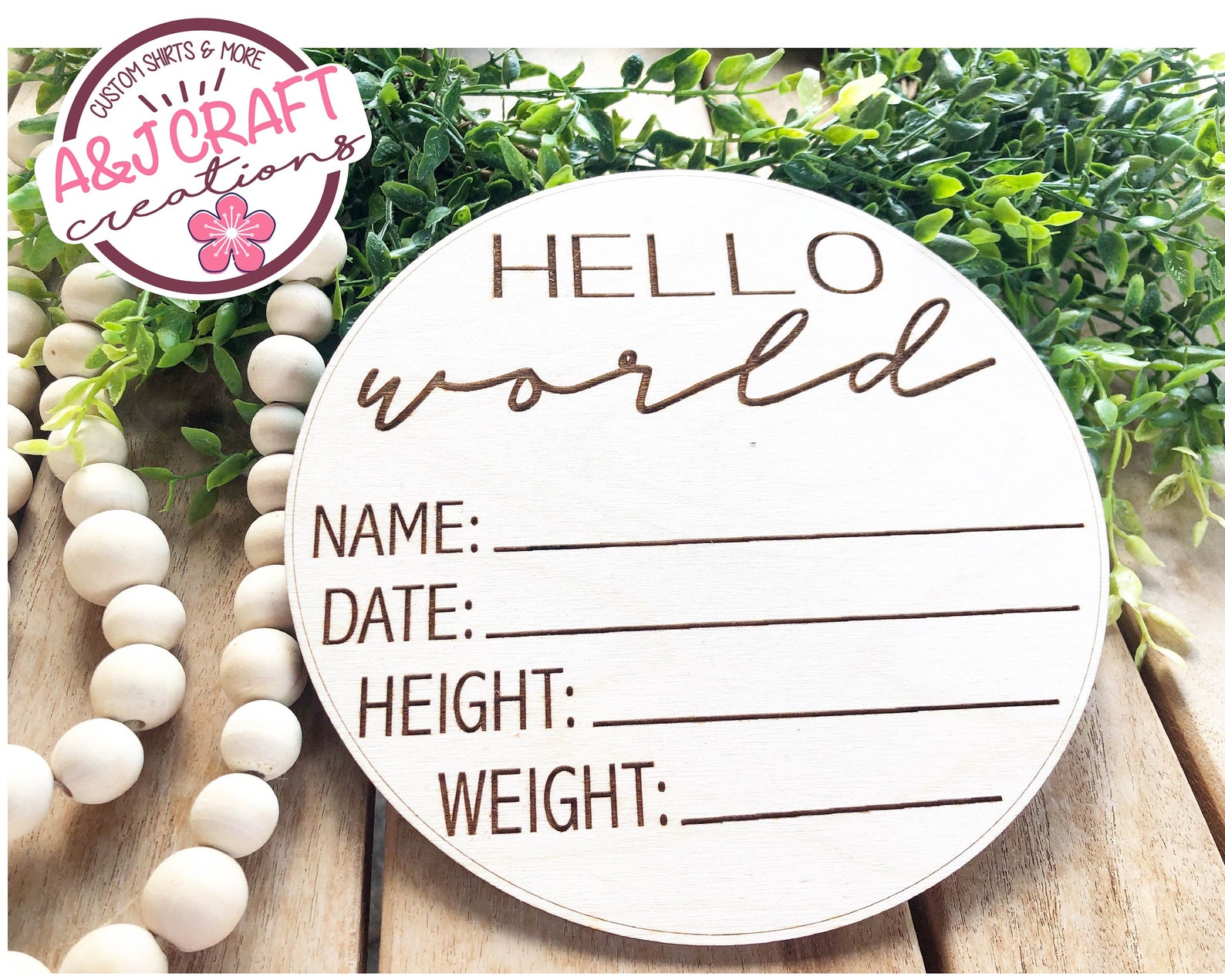 Hello World Baby Announcement Sign Baby Birth Stats Sign - Etsy