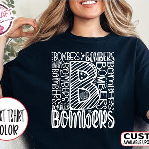 Bombers Team Mascot Spirit Typography Shirt - School Mascot Pride ...