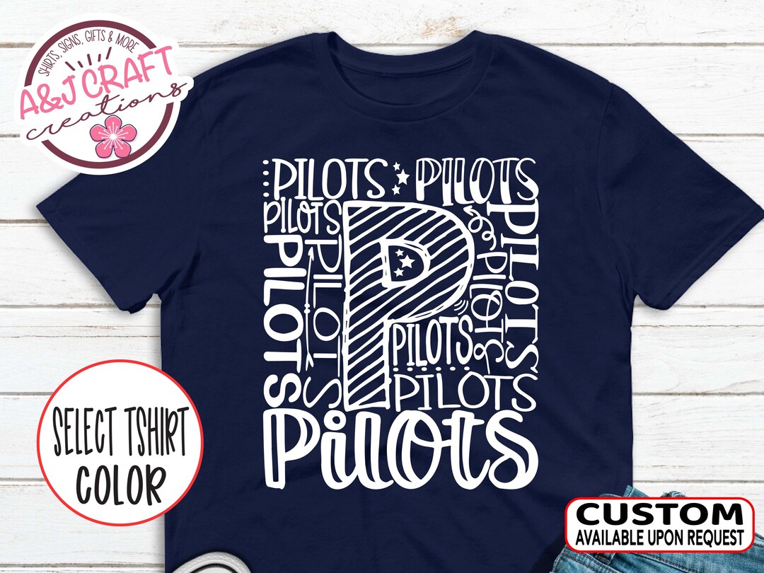 Pilots Team Mascot Spirit Typography Shirt - School Mascot Pride Tshirt ...