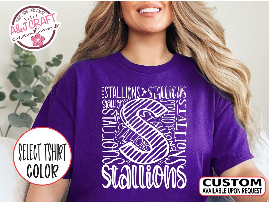 Stallions Team Mascot Spirit Typography Shirt - School Mascot Pride ...