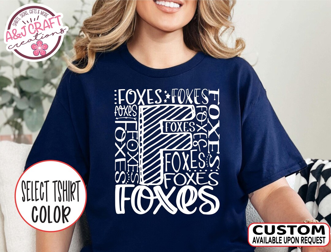 Foxes Team Mascot Spirit Typography Shirt - School Mascot Pride Tshirt ...