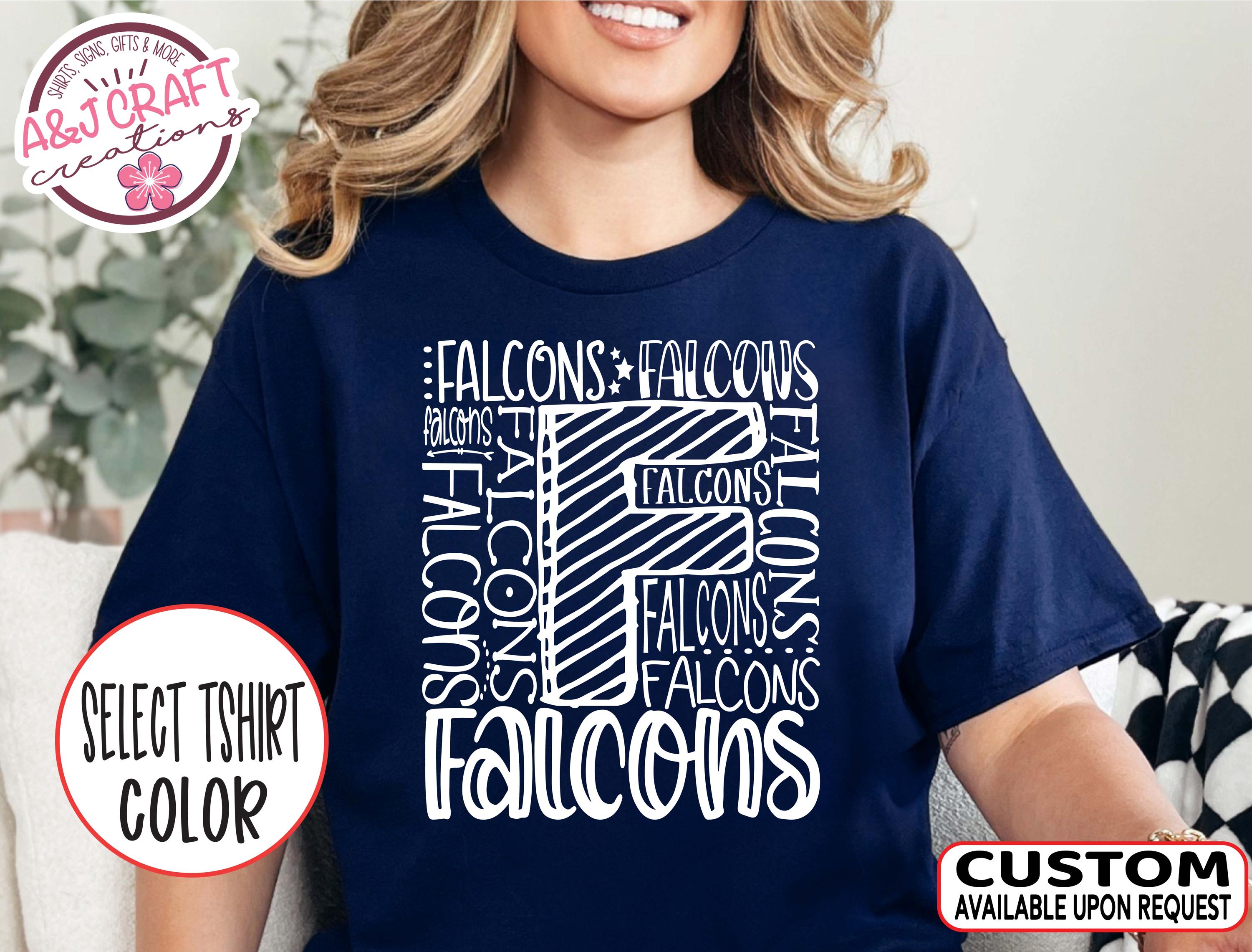 Falcons Typography Shirt – Mascot Spirit Tee, Cheer, Football, Baseball ...