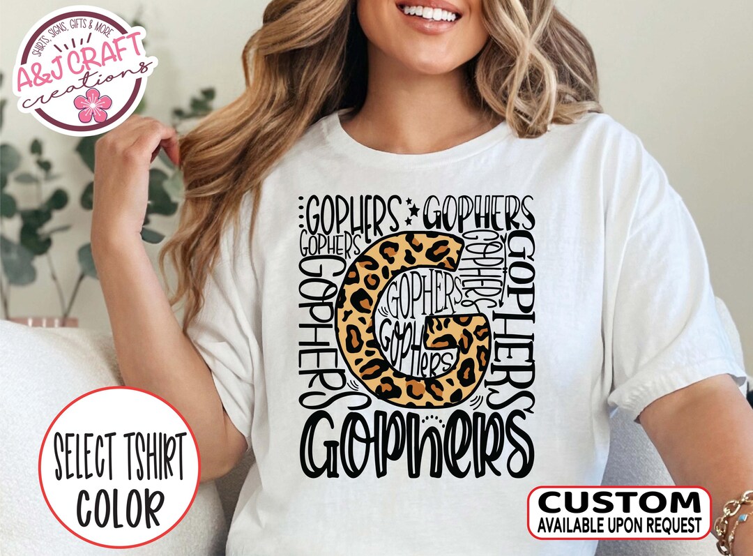 Gophers Team Mascot Leopard Print Shirt – School Spirit Tee, Cheer ...