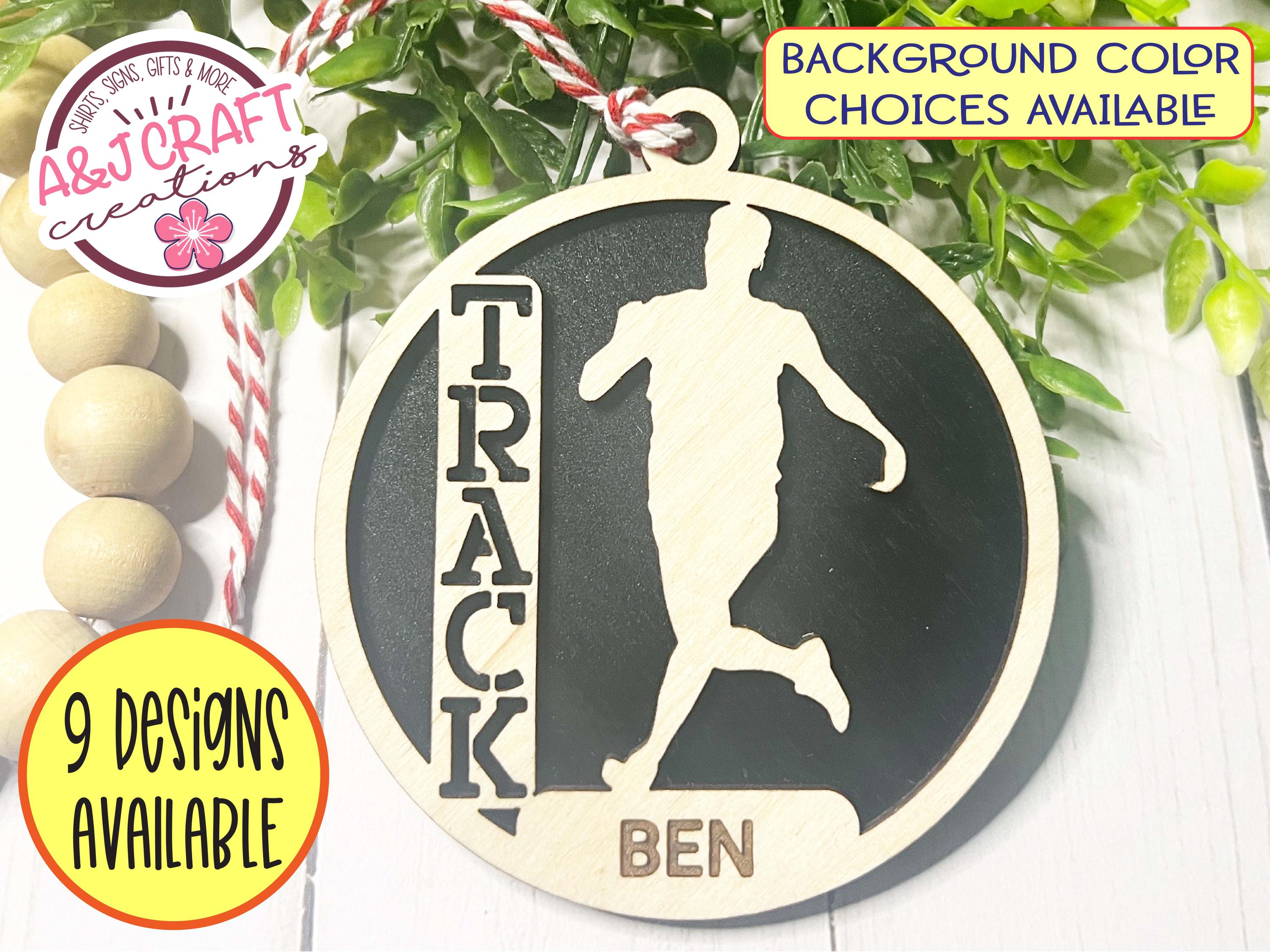 Personalized Track Runner Wood Christmas Ornament, Engraved Gift - Etsy