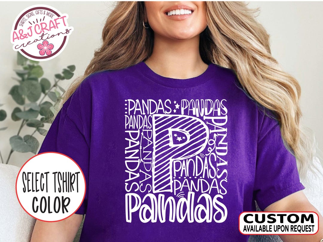 Pandas Team Mascot Spirit Typography Shirt - School Mascot Pride Tshirt ...