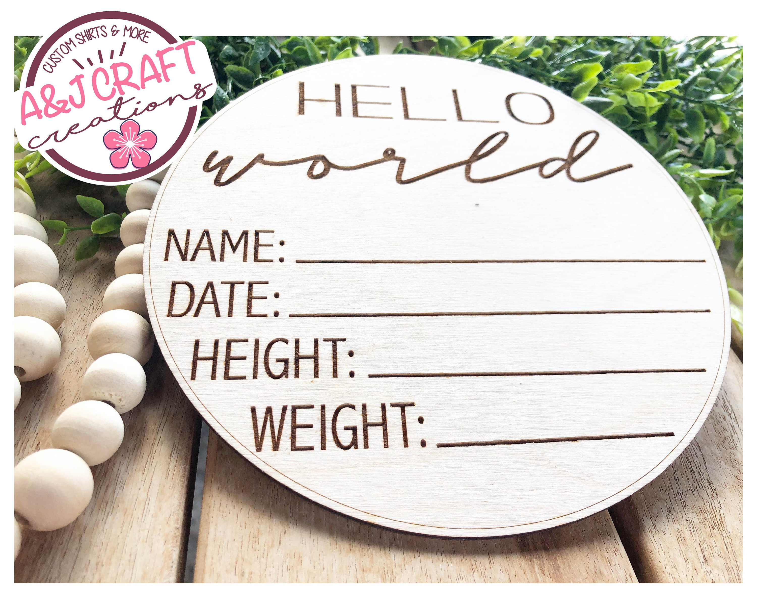 Hello World Baby Announcement Sign Baby Birth Stats Sign | Etsy