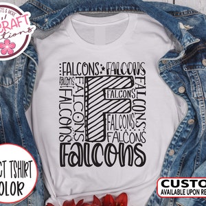 Falcons Team Mascot Spirit Typography Shirt - School Mascot Pride ...