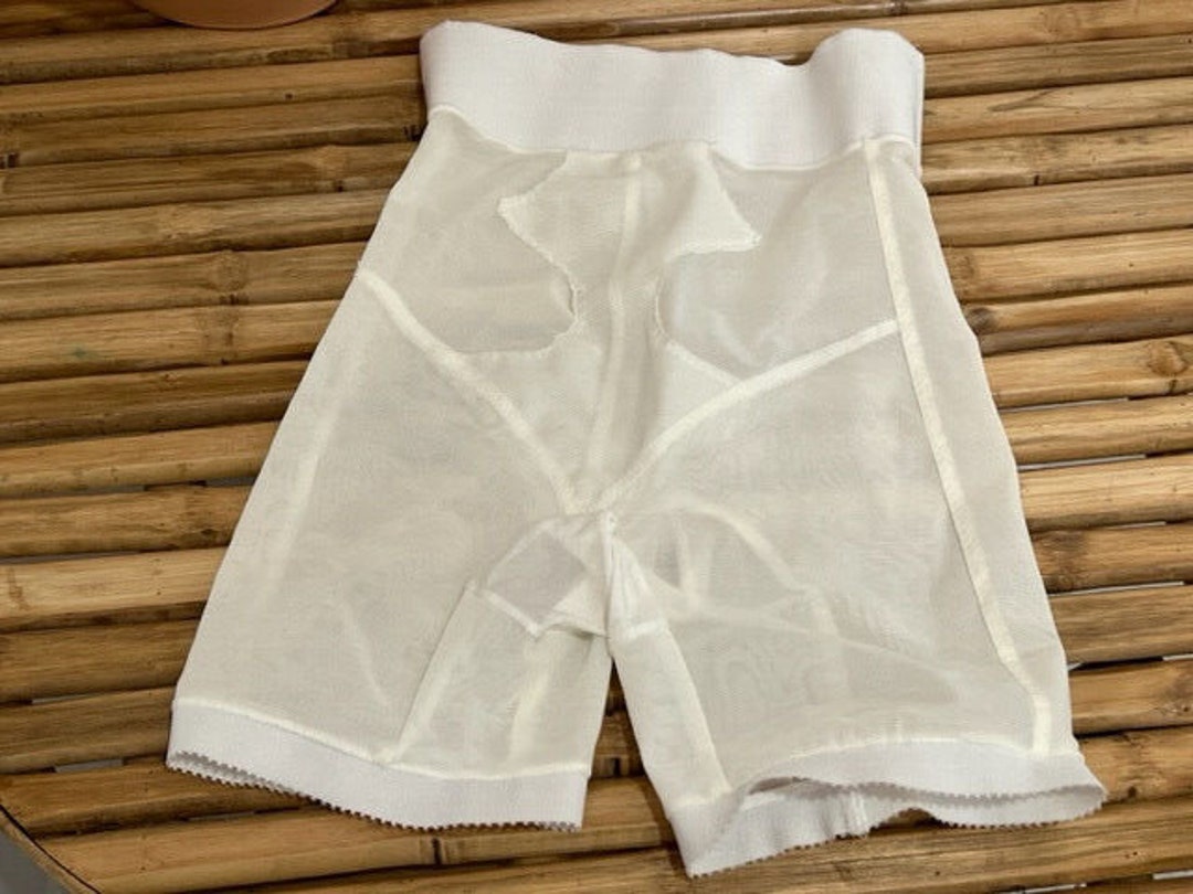 Vintage Carmen Cuffed High Waist Firm Control Long Leg Girdle White X ...