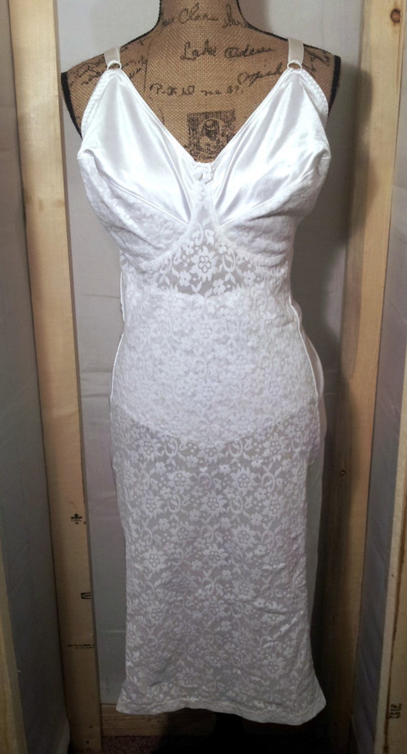 Vintage New Crown-ette Power-net Lace and Satin Shaping Slip - Etsy