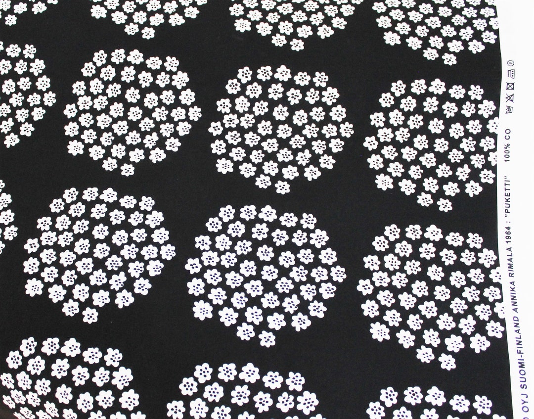 Marimekko Fabric Puketti Black/white by Annika Rimala 145x50cm - Etsy ...