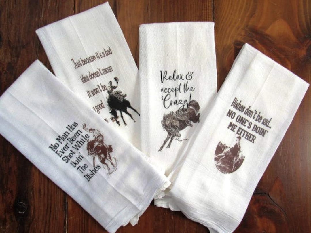 Western Tea Towel Bundle Flour Sack Cowgirl Kitchen Farmhouse Decor ...