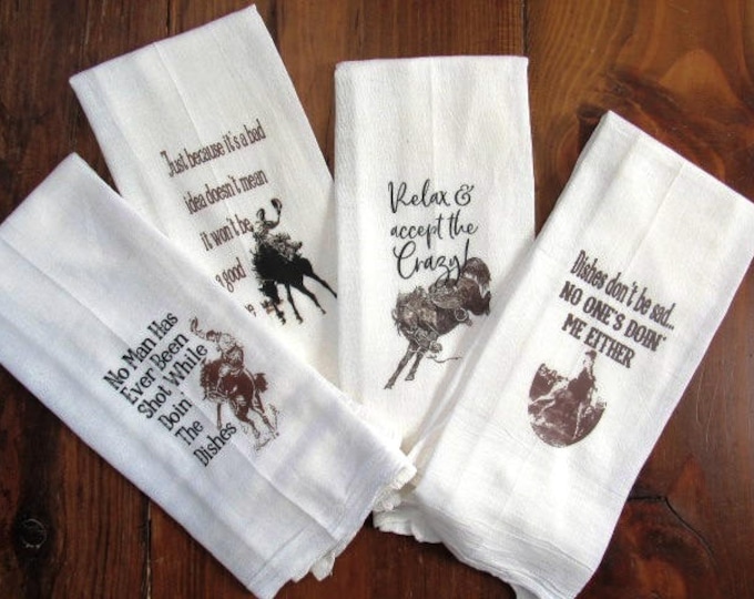 Western Tea Towel Bundle Flour Sack Cowgirl Kitchen Farmhouse - Etsy