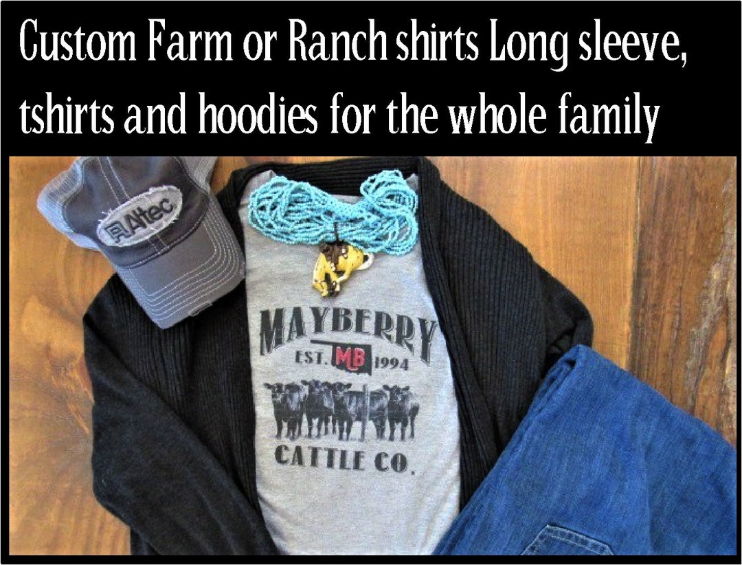 Custom Farm Shirts Long Sleeve Tshirts Personalized Show Cattle Brand ...