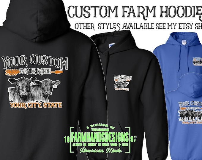 Multiple Farm Hoodie for the Whole Family Custom Angus Show Cattle ...