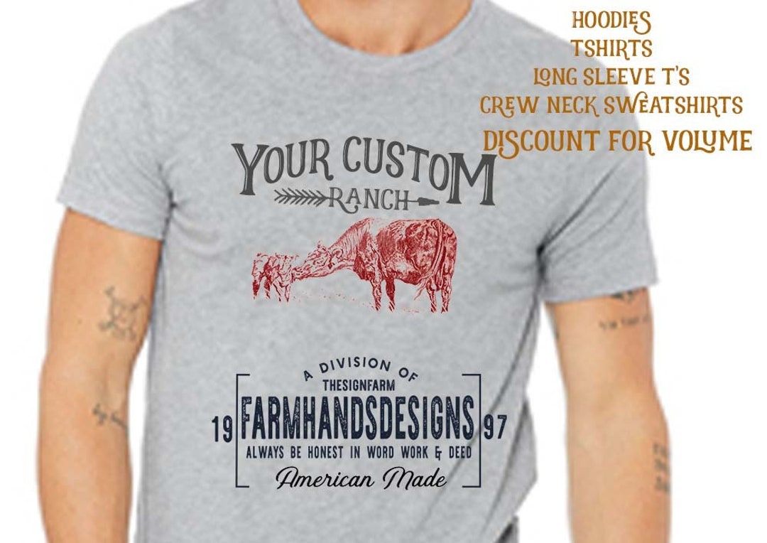Custom Red Angus Ranch Shirt COWS Personalized Hoodie Tshirt Cow Cattle ...