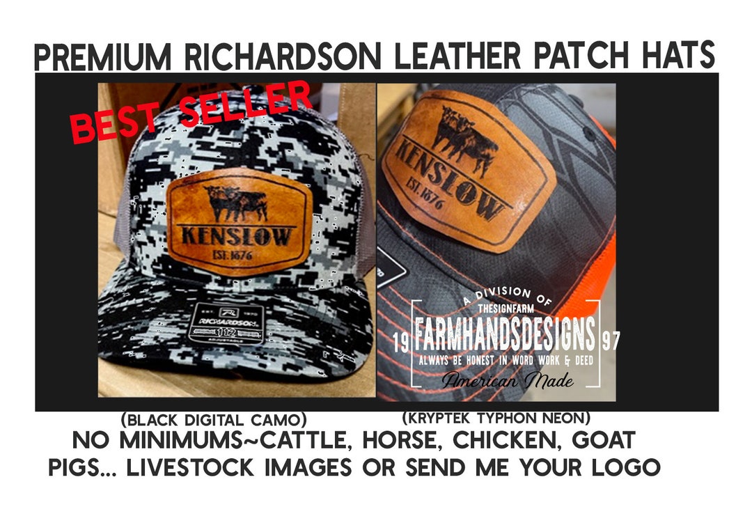 Richardson Hat Leather Patches Custom Brand Cattle Horse Farm Ranch ...