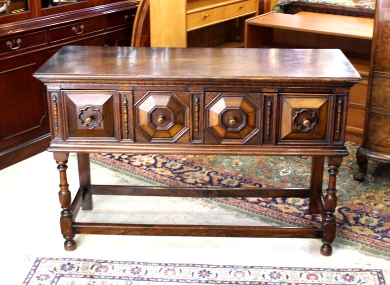 English Antique Oak Jacobean Sideboard / Buffet / Bar Cabinet - Etsy