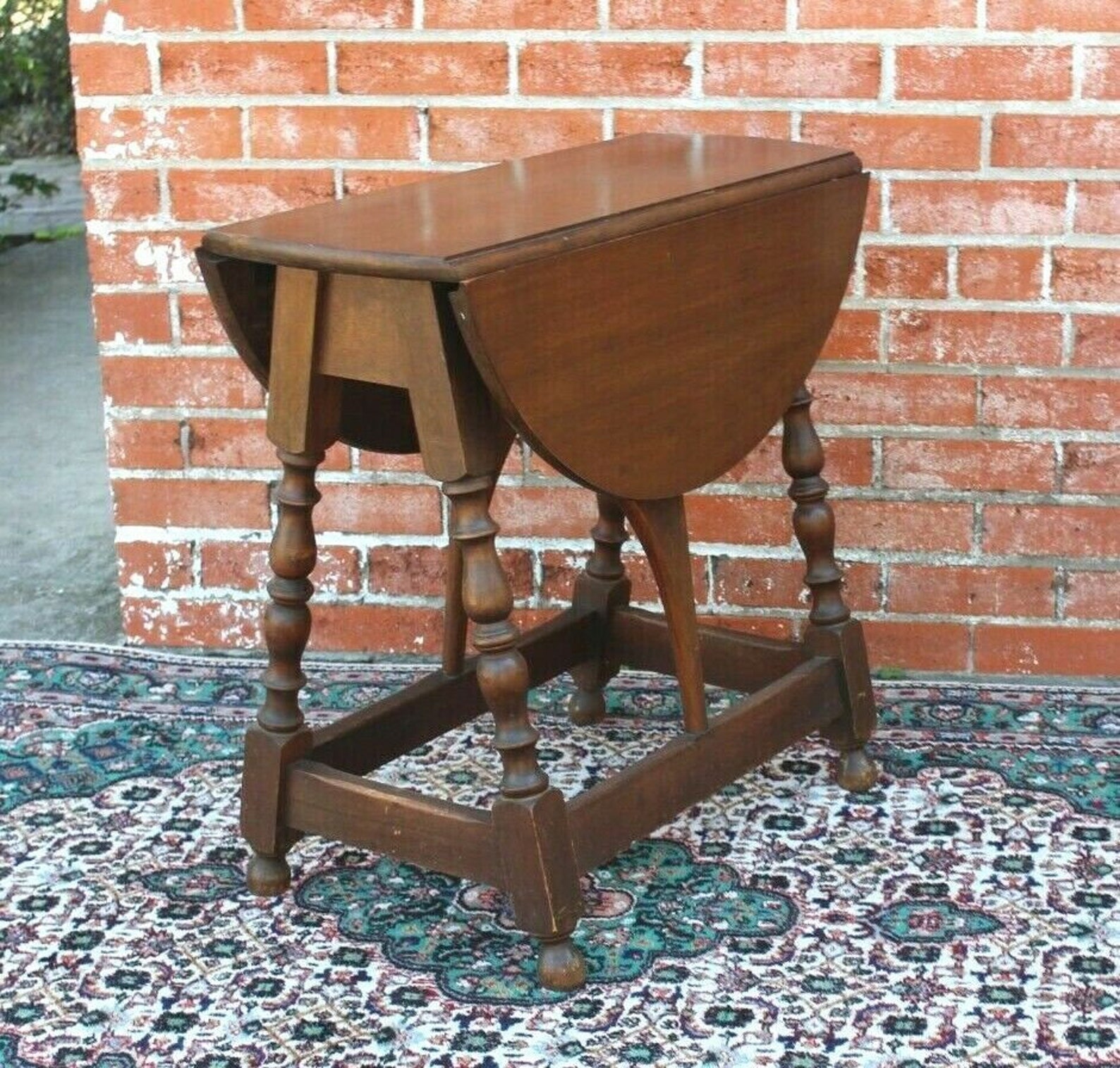 English Antique Oak Small Drop Leaf Table - Etsy