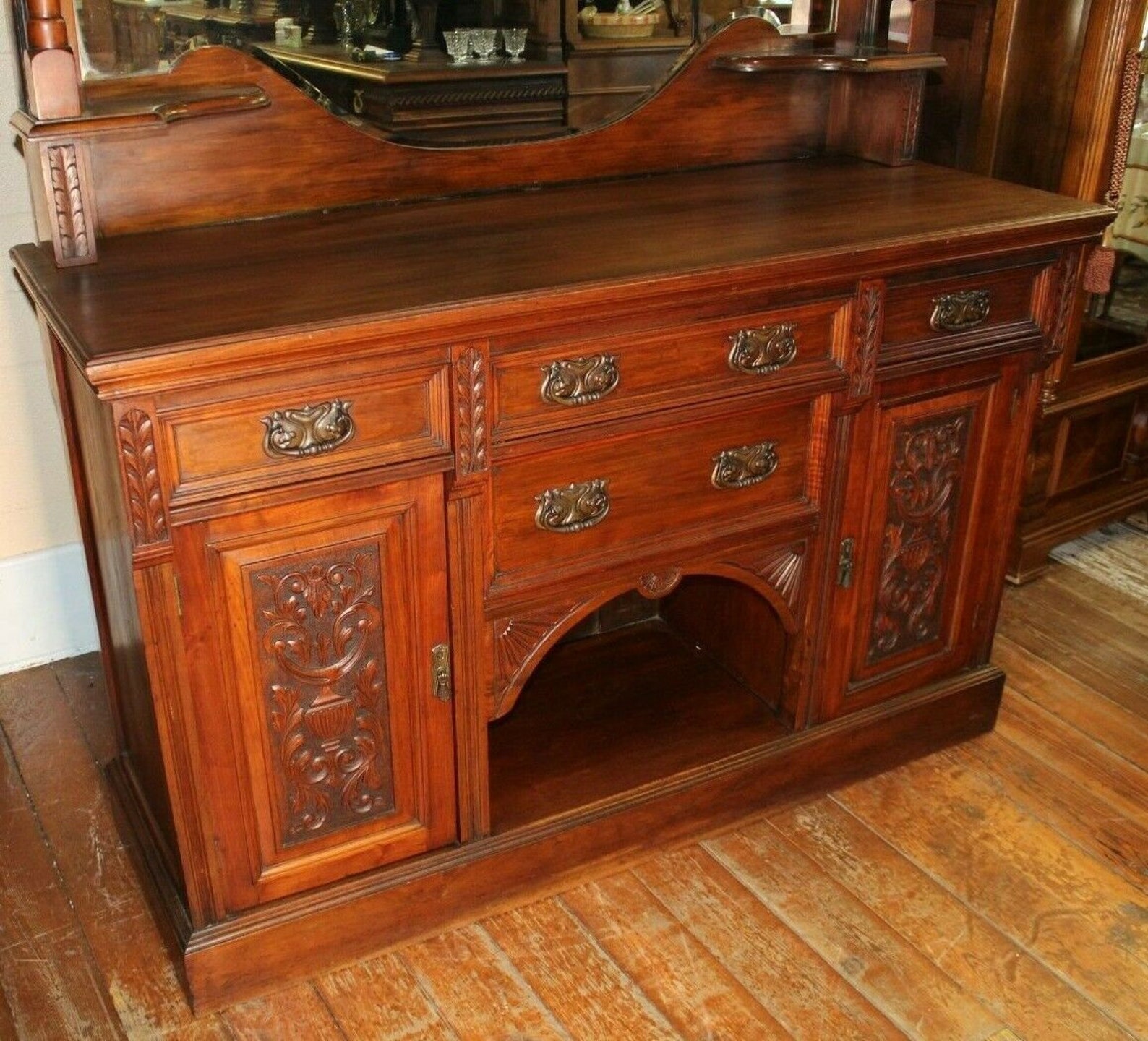 English Antique Walnut Sideboard / Buffet / Bar Cabinet | Etsy