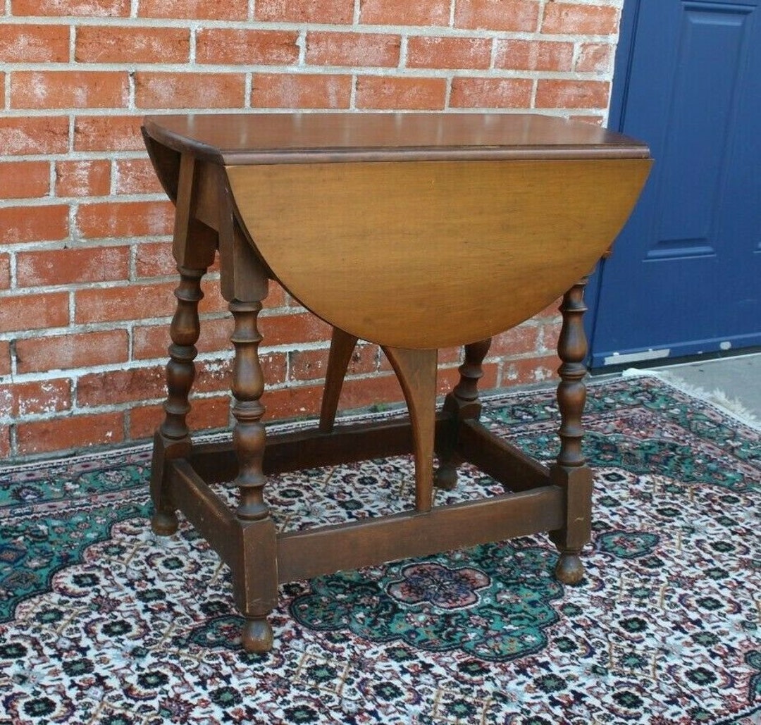 English Antique Oak Small Drop Leaf Table - Etsy