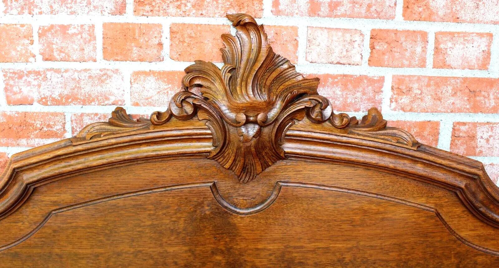 French Antique Carved Oak Louis XV Full Size Bed & Nightstand | Bedroom ...