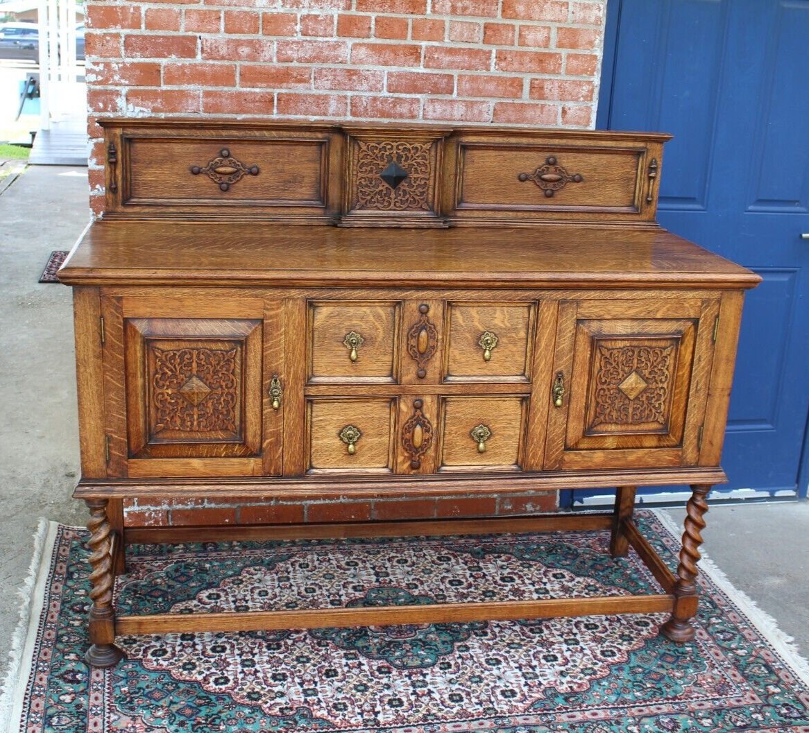 English Antique Oak Jacobean Sideboard / Buffet / Bar Cabinet - Etsy