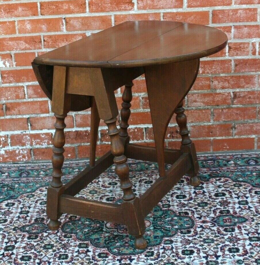 English Antique Oak Small Drop Leaf Table - Etsy