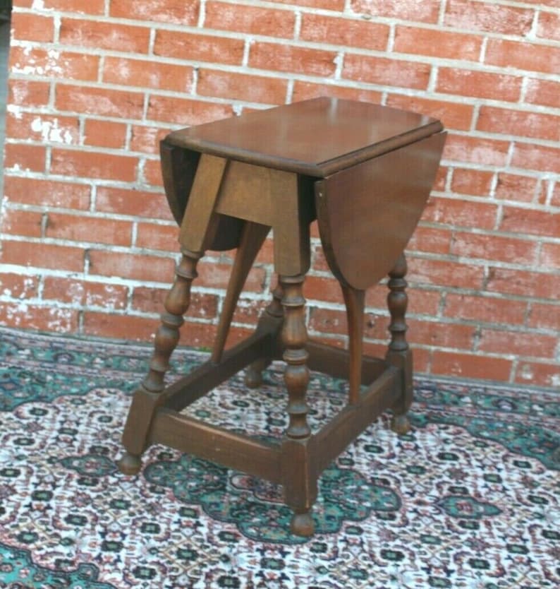 English Antique Oak Small Drop Leaf Table - Etsy