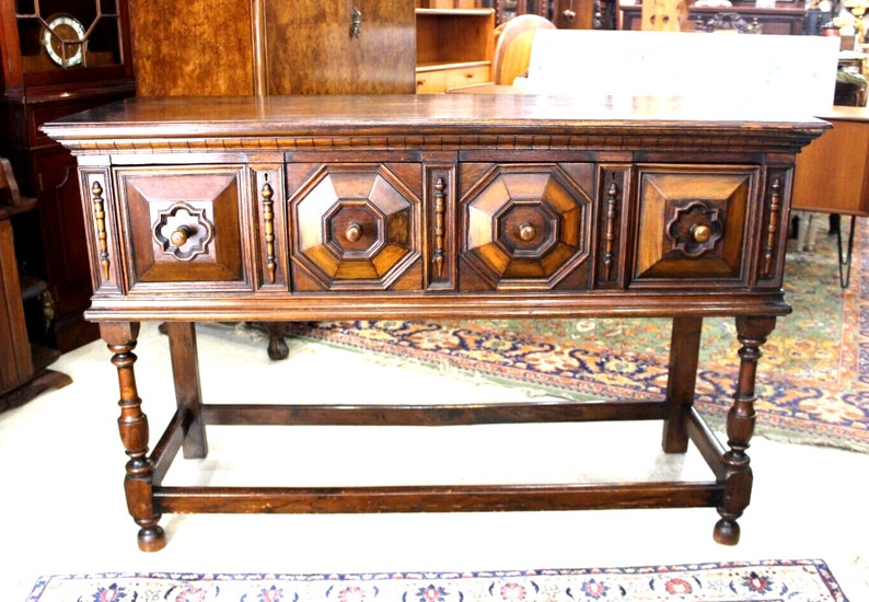 English Antique Oak Jacobean Sideboard / Buffet / Bar Cabinet - Etsy