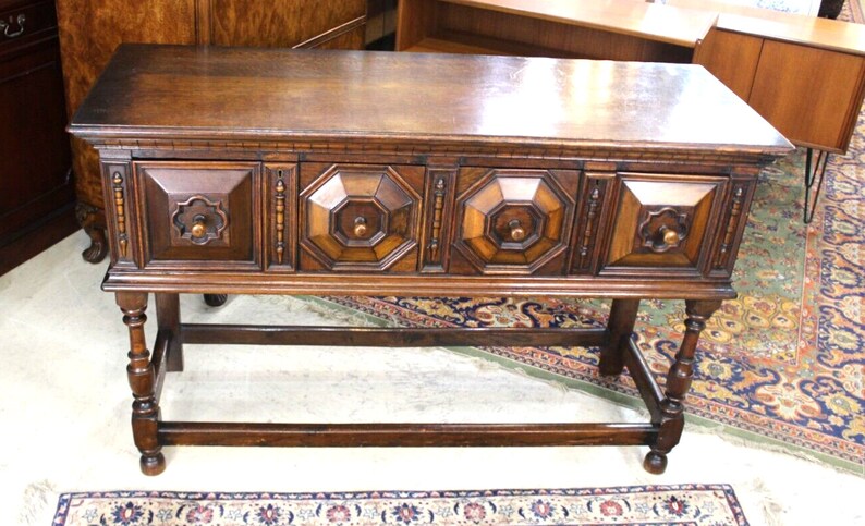 English Antique Oak Jacobean Sideboard / Buffet / Bar Cabinet - Etsy