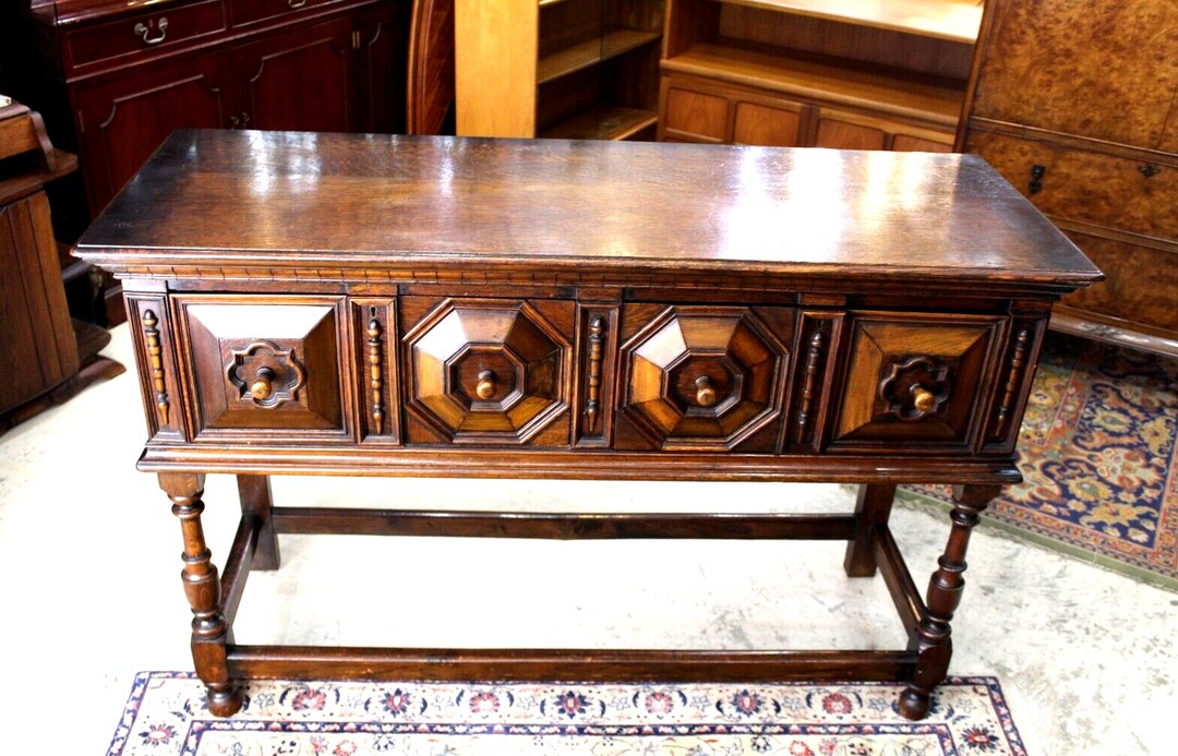 English Antique Oak Jacobean Sideboard / Buffet / Bar Cabinet - Etsy